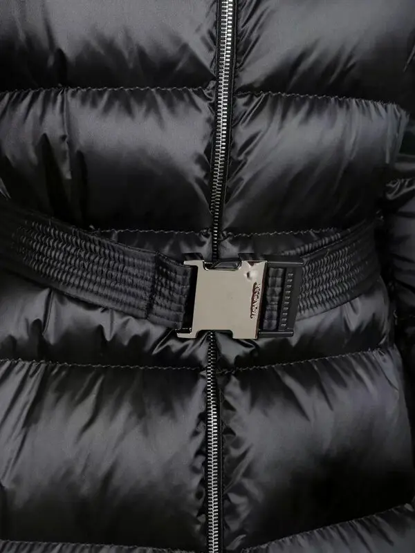Moncler Belted Fur-trim Coat