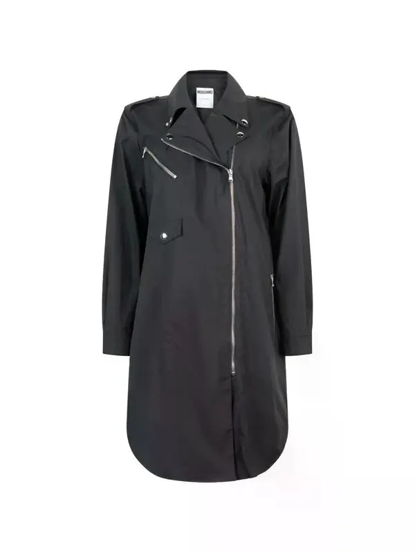 Moschino Asymmetric Zip-fastening Coat - Black