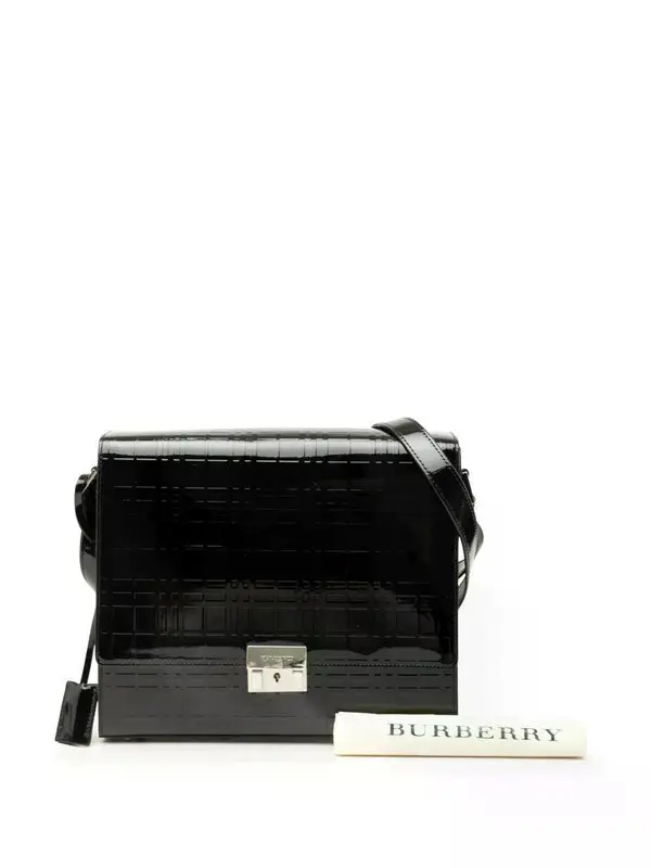 Burberry 2000-2017 House Check Embossed Patent Crossbody Bag