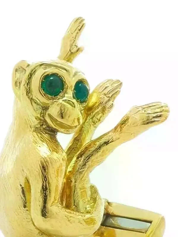 David Webb Emerald Monkey Cufflinks