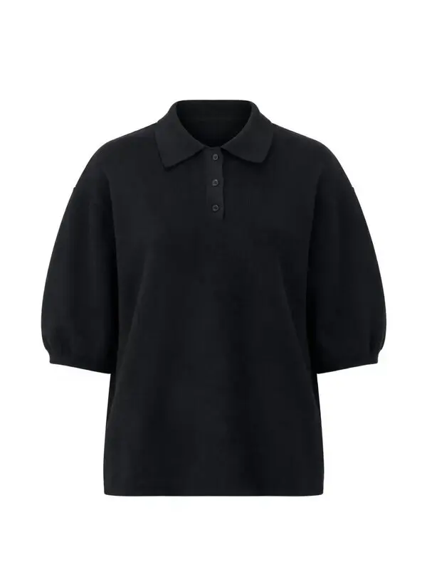 THE FRANKIE SHOP Nola Puff-sleeve Polo Shirt - Black