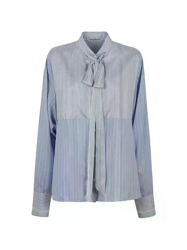 Ermanno Scervino Striped Lace-trim Shirt - Blue