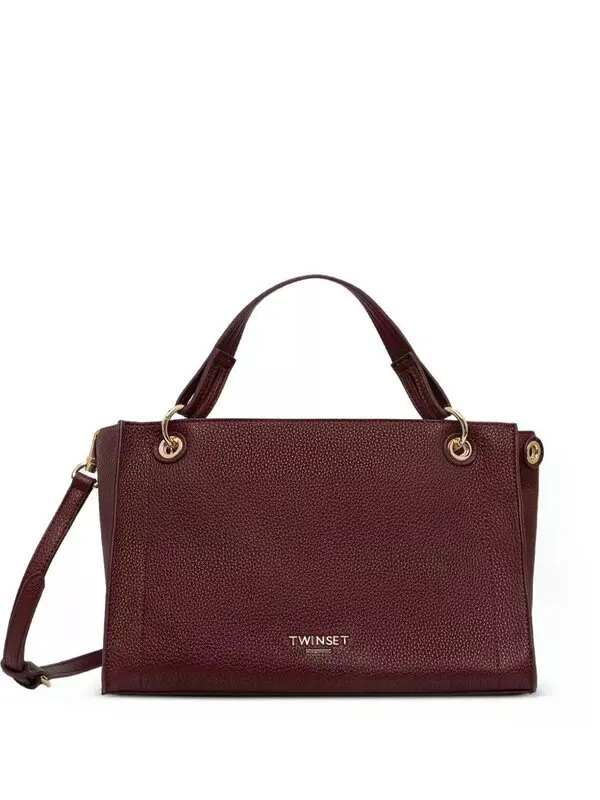 TWINSET Logo-detail Grained-effect Tote Bag - Red