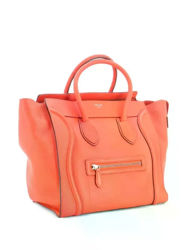 Celine Luggage Bag Grainy Leather Mini Tote Bag - Red
