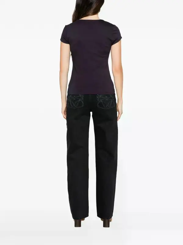 Loewe Anagram-embroidered Bow-detail T-shirt - Blue