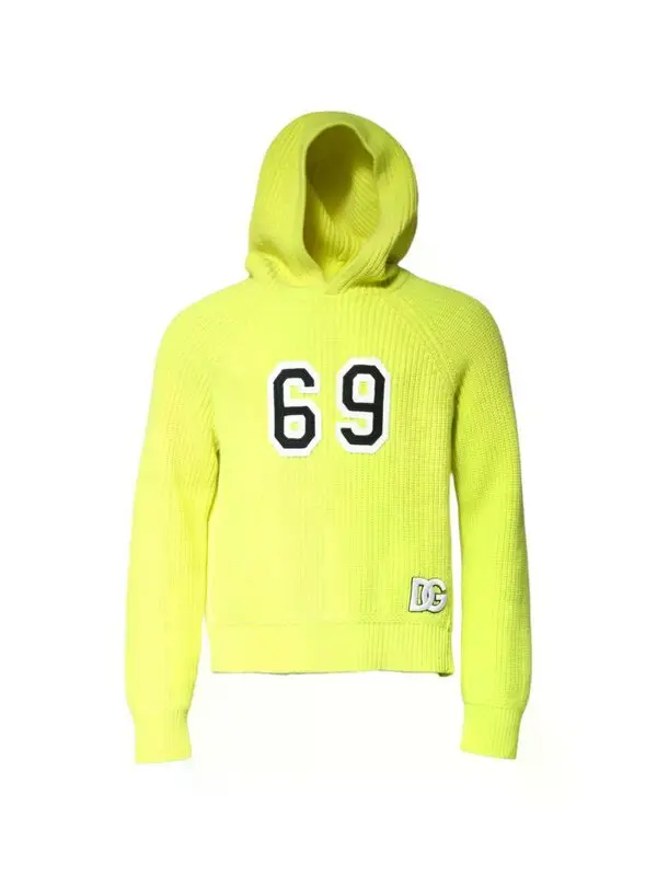 Dolce & Gabbana 69-patchwork Ribbed Hoodie - Yellow
