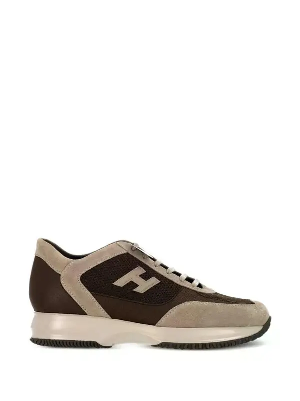 Hogan Logo-patch Panelled Sneakers - Brown