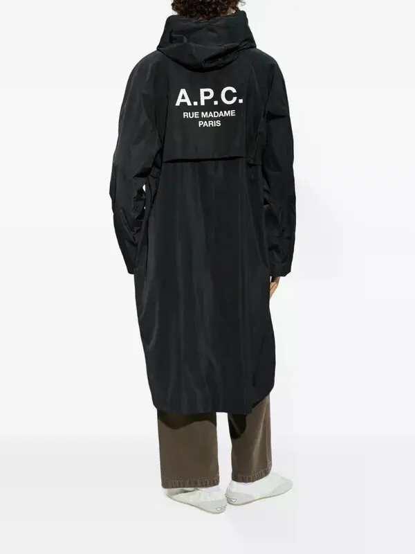 A.p.c. Kim Logo-print Parka Coat - Black