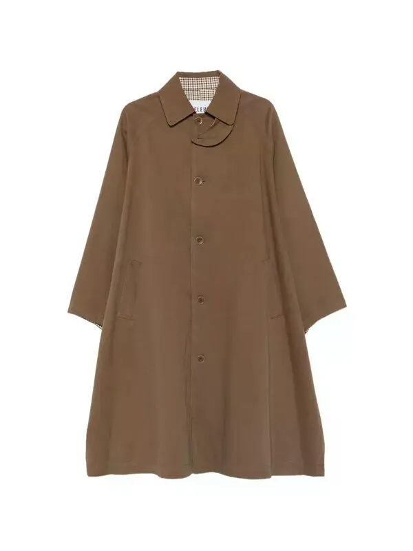 ELEH Gingham-collar Raglan-sleeve Coat