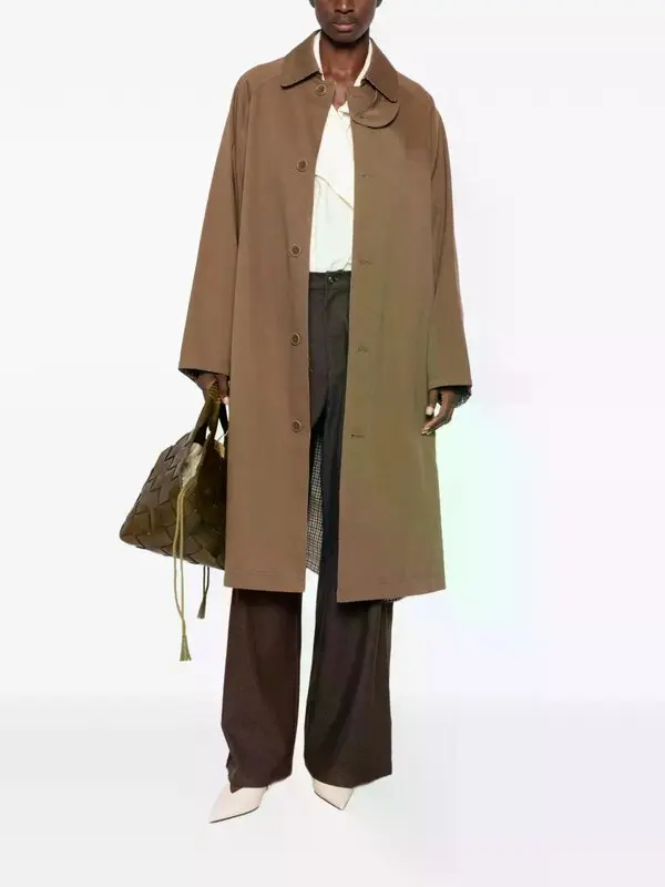 ELEH Gingham-collar Raglan-sleeve Coat