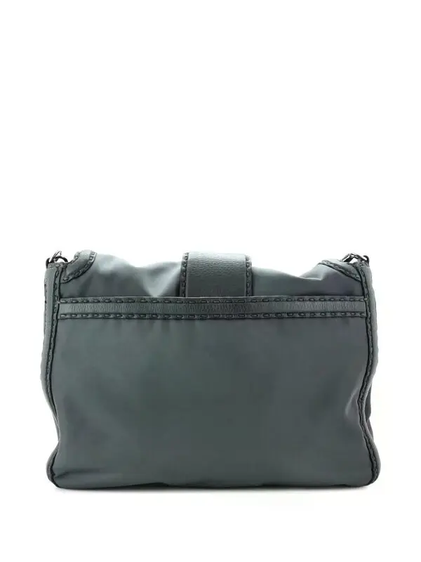 Fendi Baguette Flap Messenger Bag Nylon Large Crossbody Bag - Grey