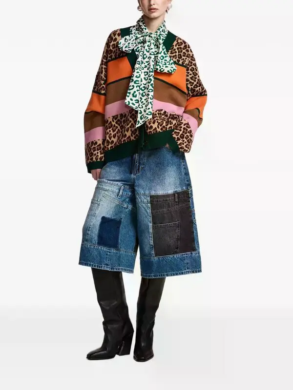 Essentiel Antwerp Leopard-pattern Print Colour-block Cardigan - Brown