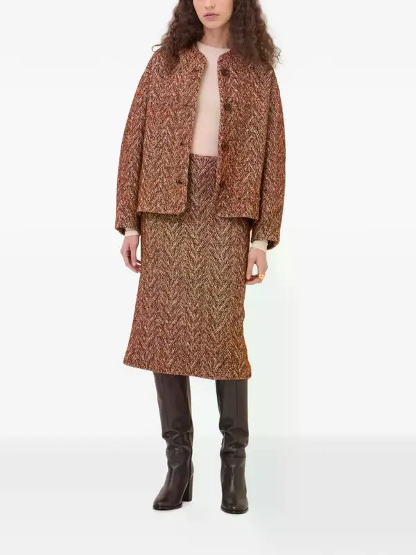 OTTOD'AME Herringbone Button-up Jacket - Brown