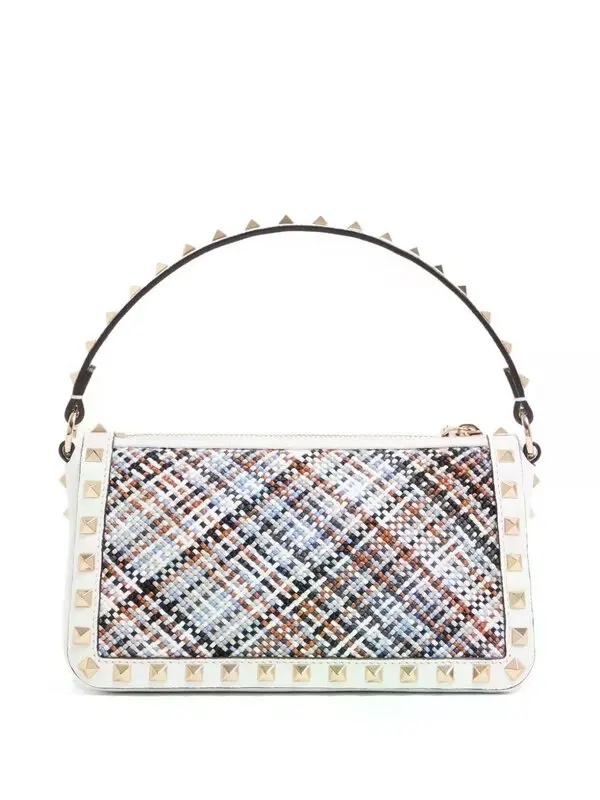Valentino Garavani Rockstud Small Shoulder Bag In Woven Fabric
