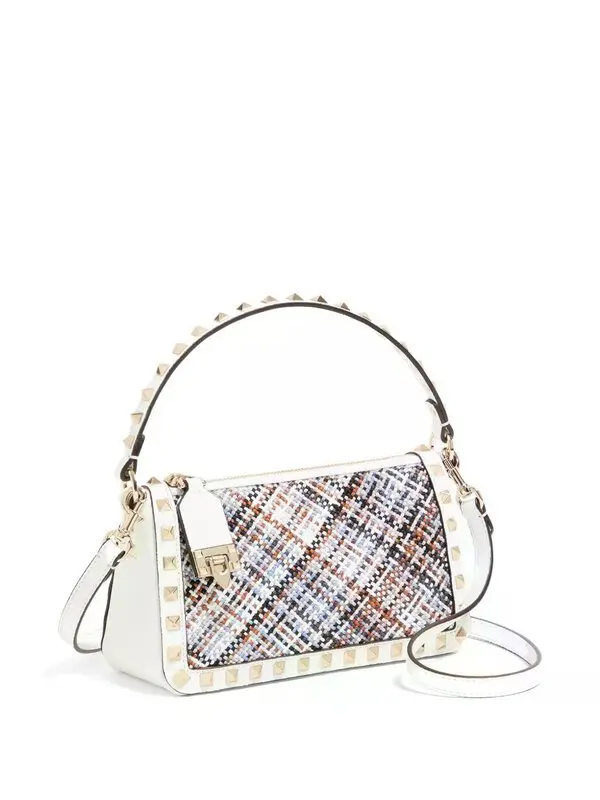 Valentino Garavani Rockstud Small Shoulder Bag In Woven Fabric