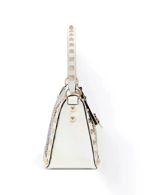 Valentino Garavani Rockstud Small Shoulder Bag In Woven Fabric