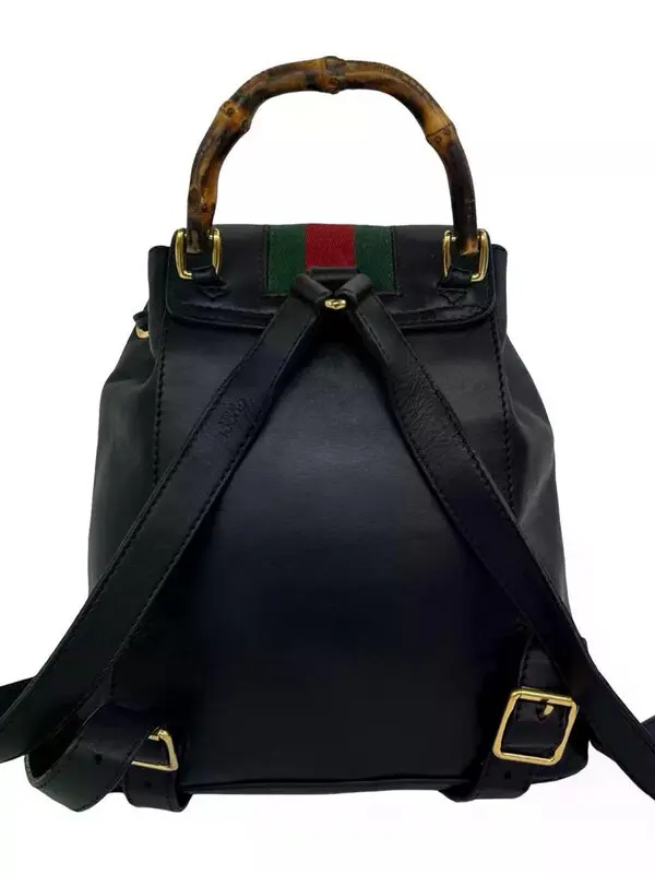 Gucci 20th Century Calfskin Bamboo Web Drawstring Backpack