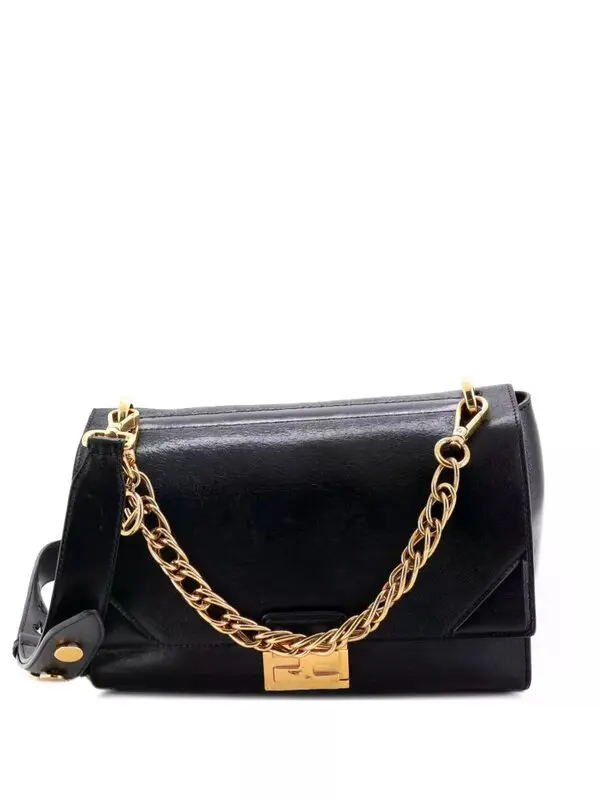 Fendi Kan U Leather Medium Shoulder Bag - Black