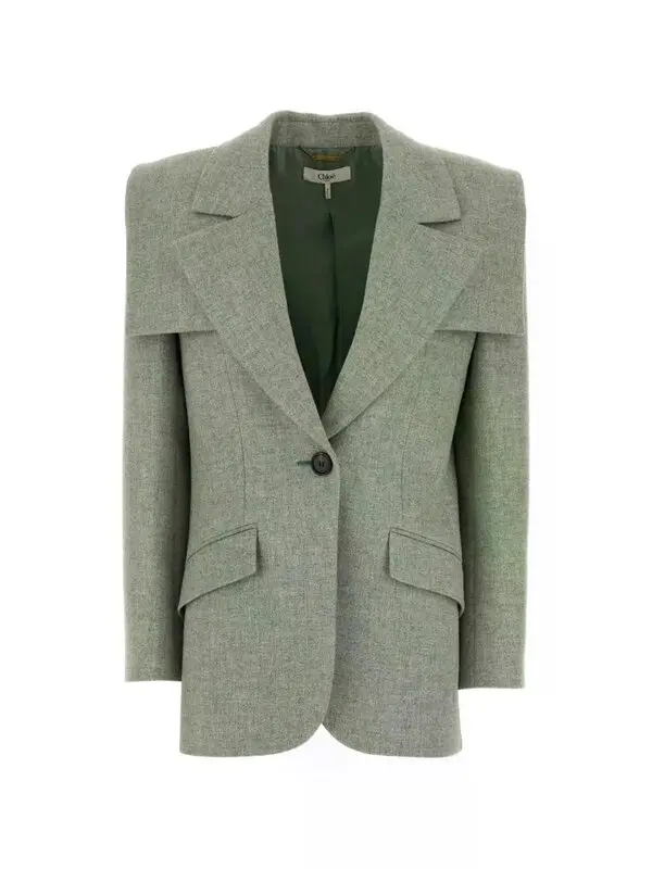 Chloé Mélange-effect Wide-lapel Blazer - Green