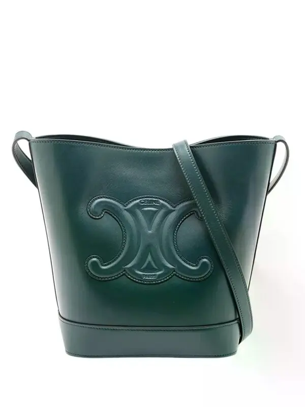 Celine 2015-2026 Small Calfskin Cuir Triomphe Bucket Bag - Green