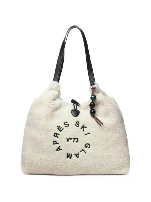 V°73 Teddy-effect Embroidered Shoulder Bag