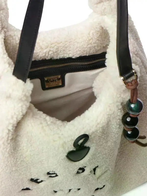 V°73 Teddy-effect Embroidered Shoulder Bag