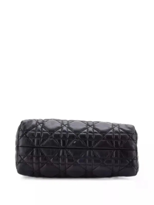 Dior Jolie Top Handle Chain Bag Cannage Quilt Lambskin Mini Shoulder Bag - Black