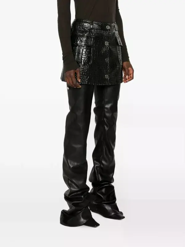 Moschino 2000s Croc-effect Button-front Mini Skirt