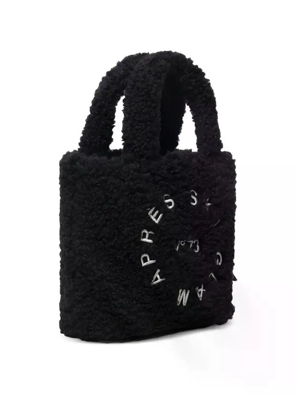 V°73 Ski Glam Teddy-effect Embroidered Tote Bag - Black