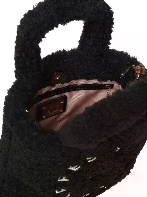 V°73 Ski Glam Teddy-effect Embroidered Tote Bag - Black