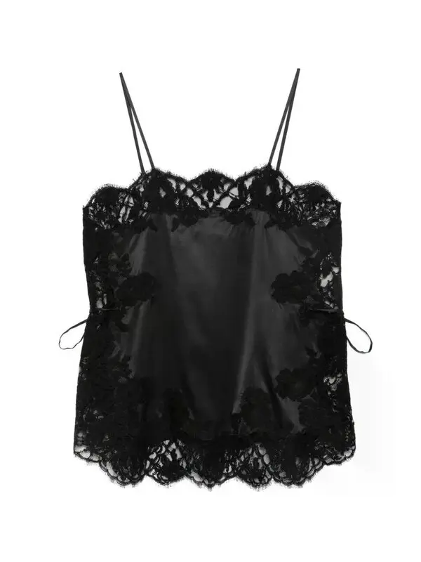 Dolce & Gabbana Lace-trim Silk Camisole Top - Black