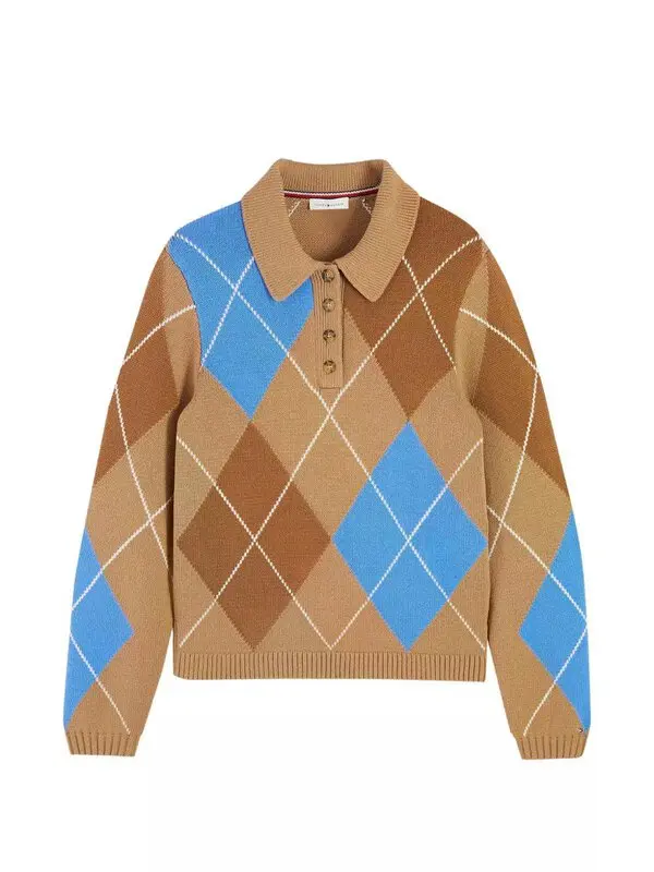 Tommy Hilfiger Argyle-pattern Polo-collar Sweater - Brown