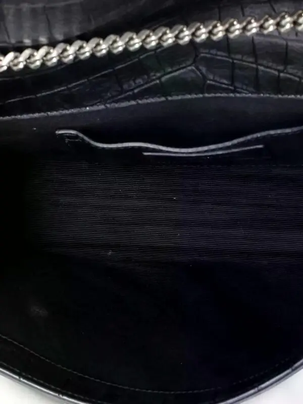 Saint Laurent Classic Monogram Tassel Crocodile Embossed Leather Medium Crossbody Bag