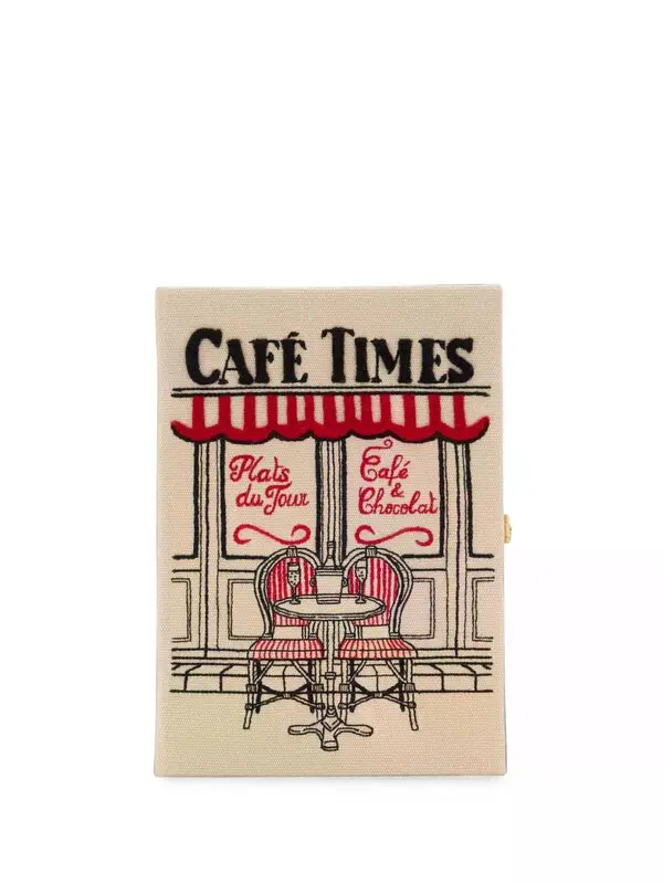 OLYMPIA LE-TAN Café Times Embroidered Clutch Bag - Neutrals