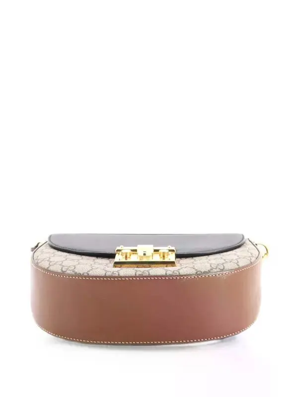 Gucci Padlock Saddle Shoulder Bag Gg Coated Canvas And Leather Medium Crossbody Bag
