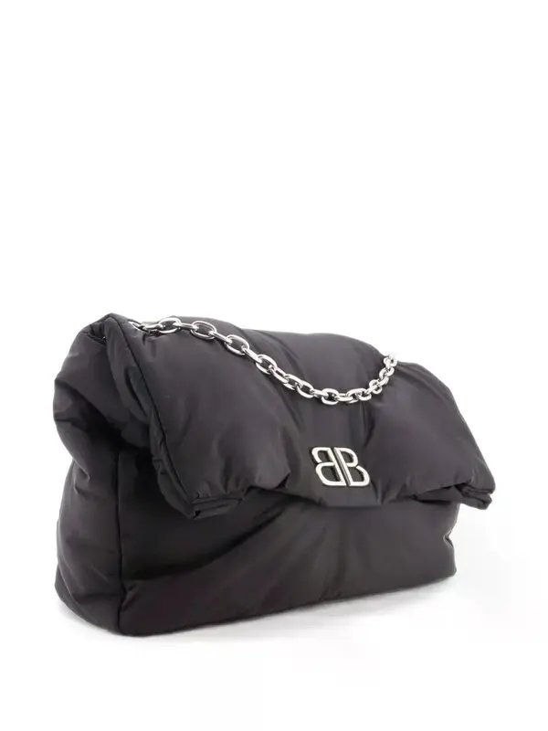 Balenciaga Monaco Chain Flap Nylon Large Shoulder Bag