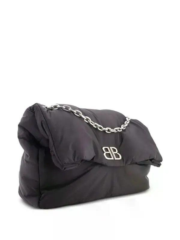 Balenciaga Monaco Chain Flap Nylon Large Shoulder Bag