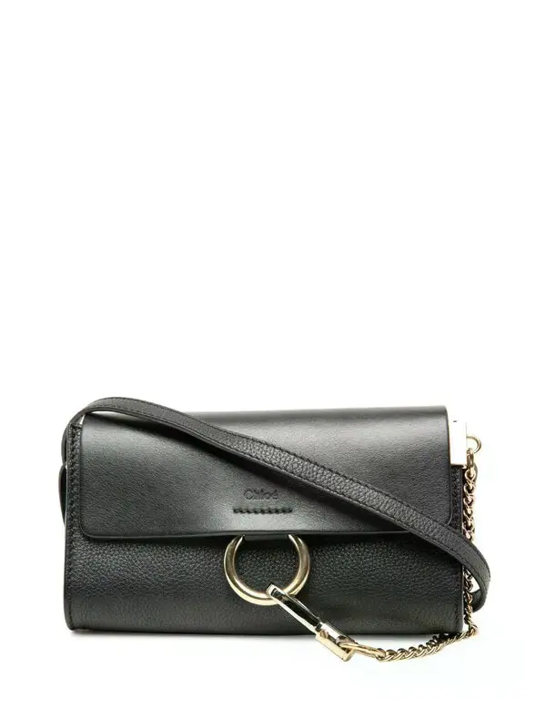 Chloé 2002-2026 Mini Smooth And Grained Calfskin Faye Chain Crossbody Bag - Black