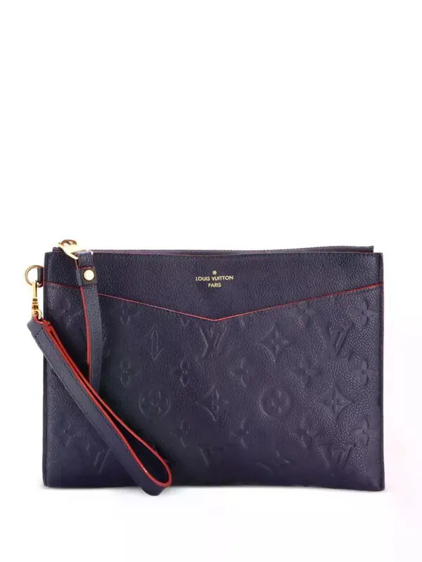 LOUIS VUITTON Pochette Melanie Monogram Empreinte Leather Mm Clutch Bag - Blue