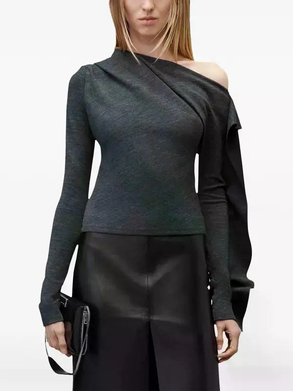 Alexander Wang Off-shoulder Ruffled Sweater - Grey