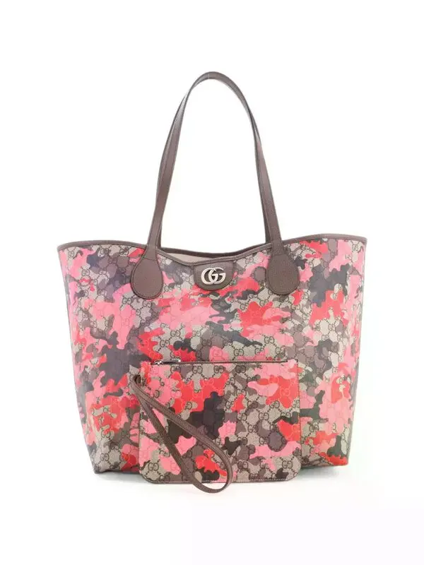 Gucci Gg Open Gg Camouflage Coated Canvas Large Tote Bag