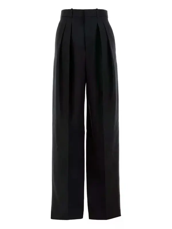 Saint Laurent Pleated Wool Pants - Black