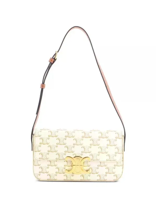 Celine Triomphe East-west Triomphe Coated Canvas Shoulder Bag - Neutrals