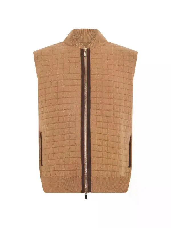 Fedeli Quilted Cashmere Sleeveless Cardigan