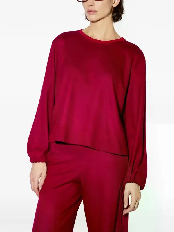 Liviana Conti Elasticated-cuff Long-sleeve Sweater - Red