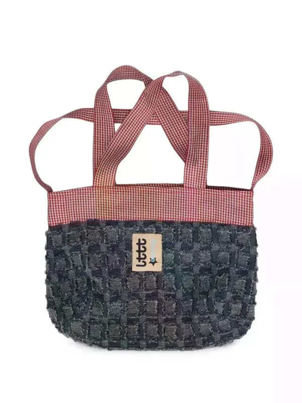 LITT' Gingham Frayed-check Tote Bag