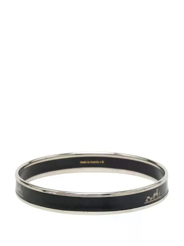 Hermès 1980-2000 Narrow Caleche Enamel Bangle 65 Costume Bracelet - Black