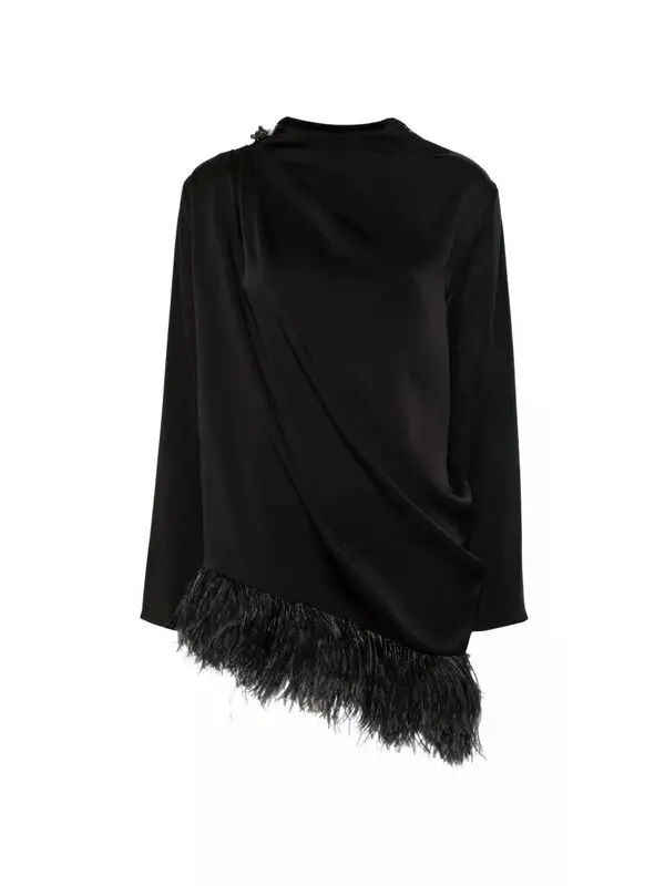 Fabiana Filippi Feather-trim Draped Top - Black