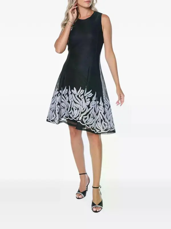 Dkny Embroidered Mesh-overlay Mini Dress