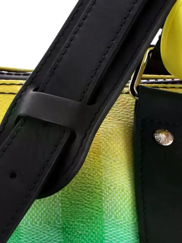 LOUIS VUITTON Keepall Bandouliere Bag Limited Edition Gradient Damier Stripes 50 Travel Bag - Green